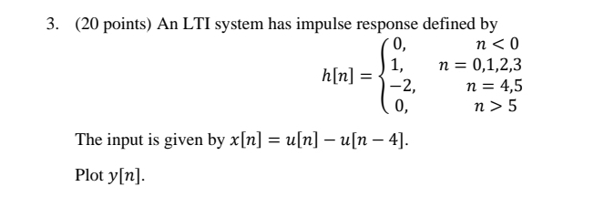 Solved ( 20 ﻿points) ﻿An LTI system has impulse response | Chegg.com