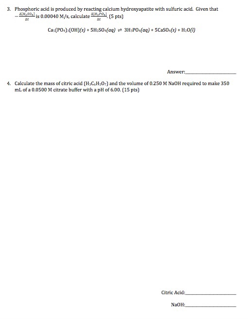Solved 3. Phosphoric acid is produced by reacting calcium | Chegg.com