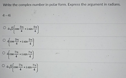 Solved Write the complex number in polar form. Express the | Chegg.com