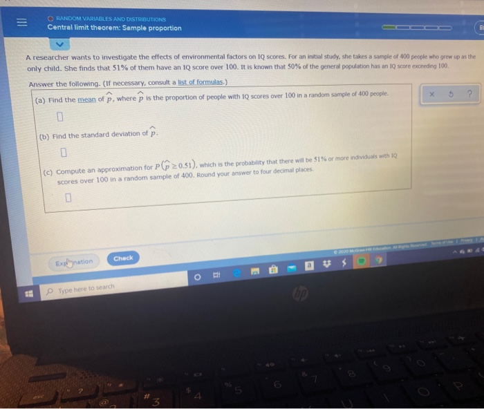 Solved O Random Variables And Distributions Central Limit 5556