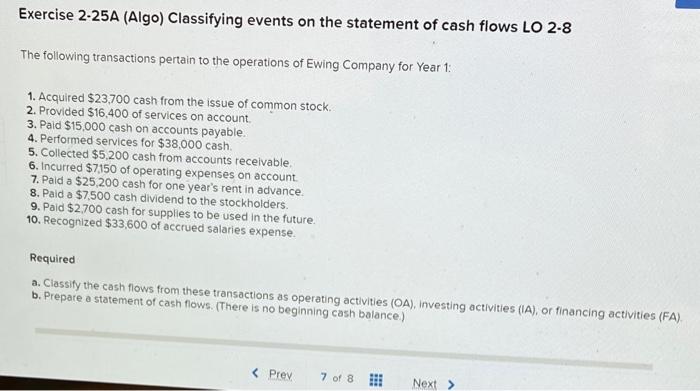 Solved Exercise 2-25A (Algo) Classifying events on the | Chegg.com