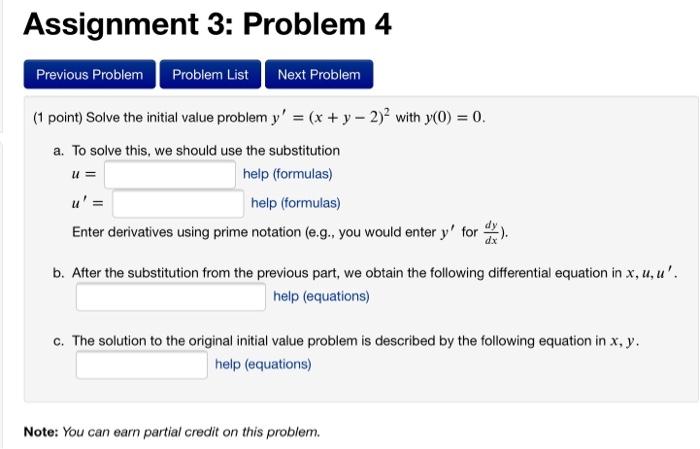 Solved Assignment 3 Problem 4 Previous Problem Problem List 9349