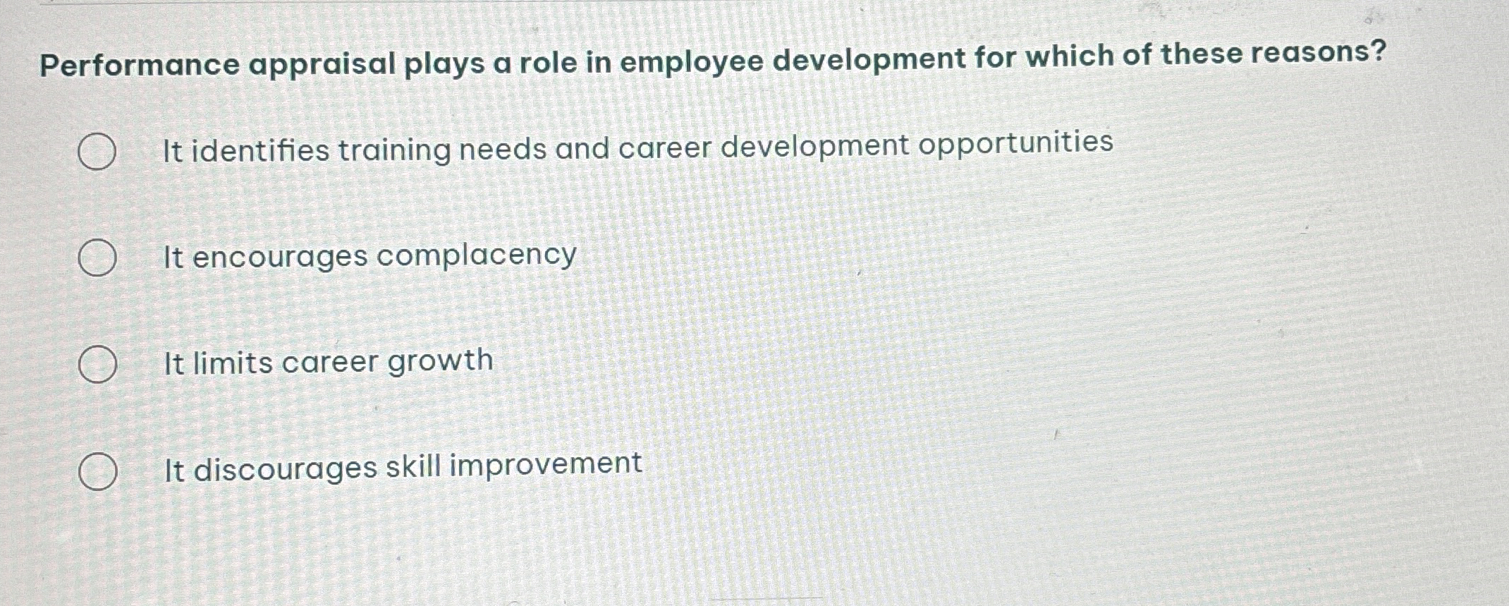 Solved Performance appraisal plays a role in employee | Chegg.com