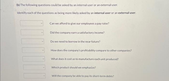 Solved A The Following Are Users Of Financial Statements Chegg