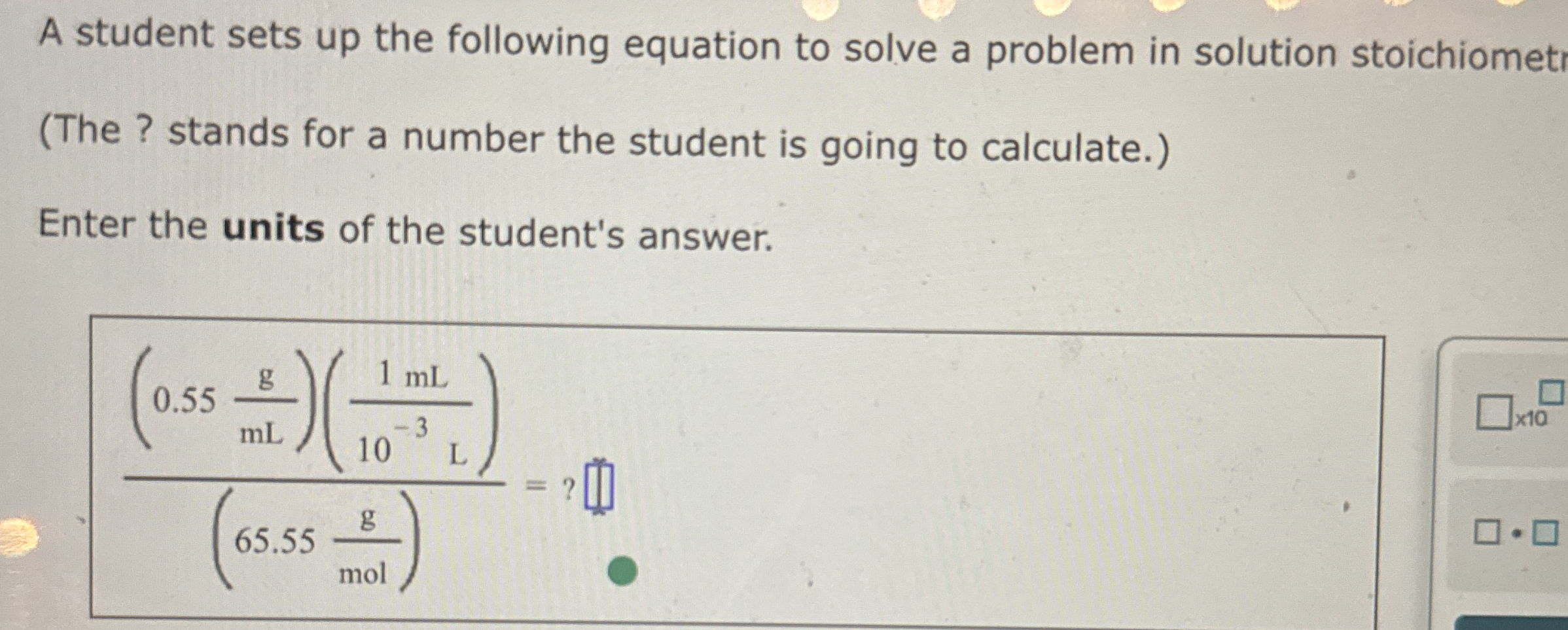 Solved A student sets up the following equation to solve a | Chegg.com