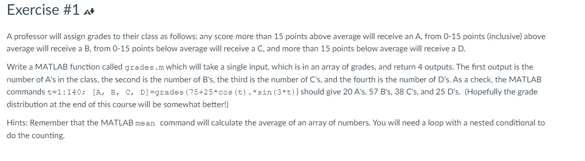 Solved Exercise #1 ﻿a»A professor will assign grades to | Chegg.com