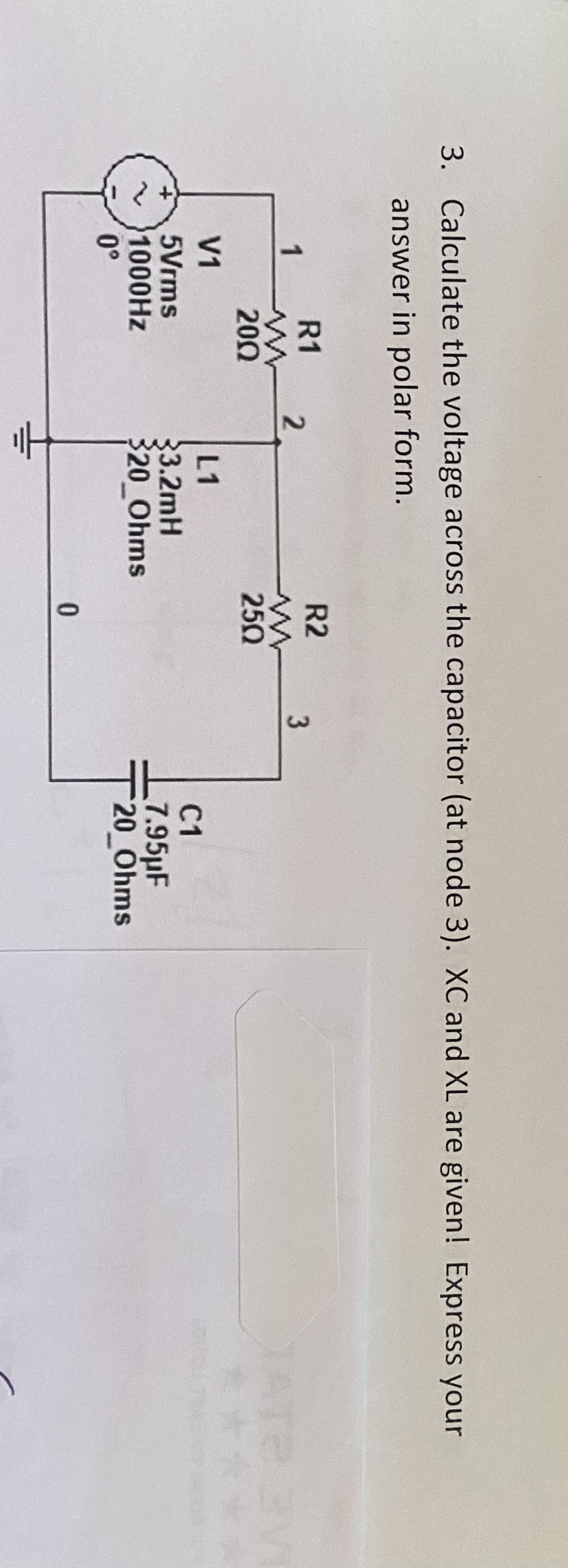 Solved Calculate the voltage across the capacitor (at node | Chegg.com