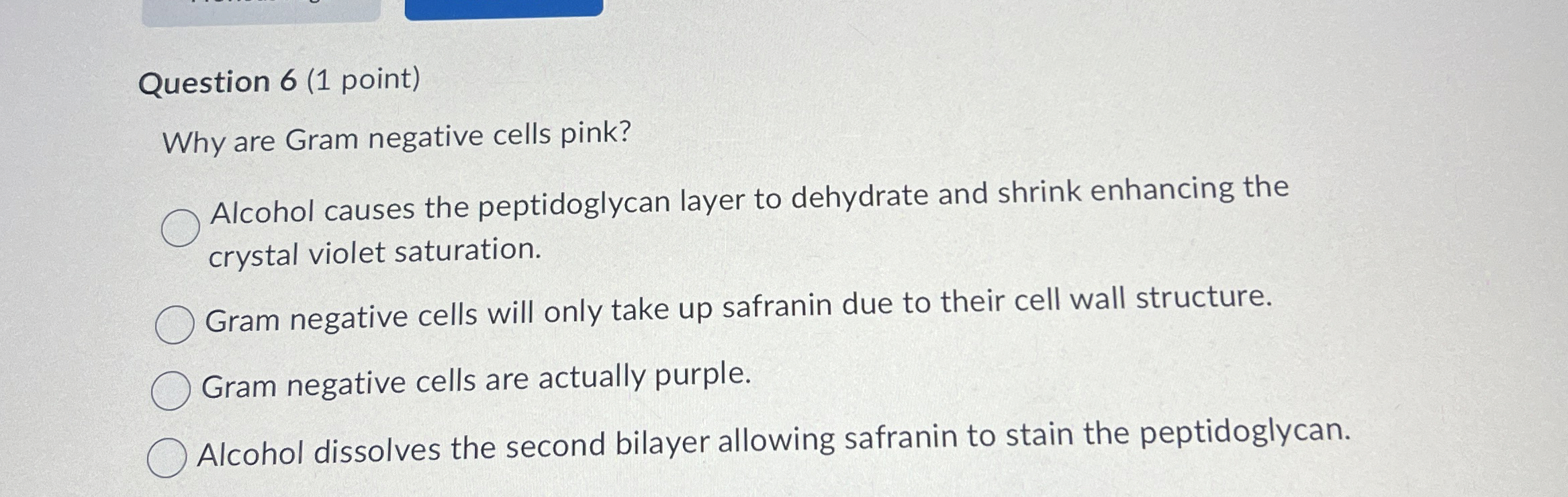 Solved Question 6 (1 ﻿point)Why are Gram negative cells | Chegg.com
