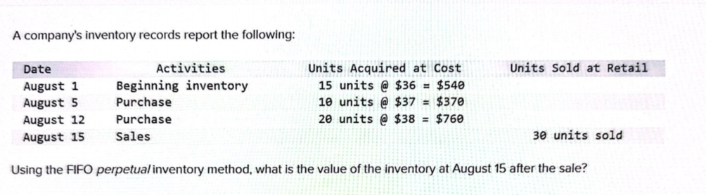 Solved A company's inventory records report the | Chegg.com