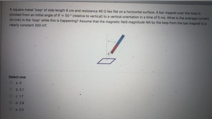 Solved A square metal 'loop of side length 6 cm and | Chegg.com