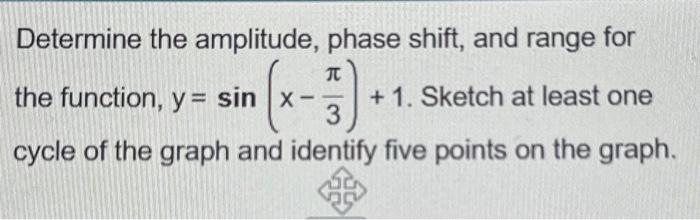 Solved Determine the amplitude, phase shift, and range for | Chegg.com