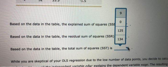 Solved 8. Calculating SSR, SSE, SST, and R-squared Suppose | Chegg.com
