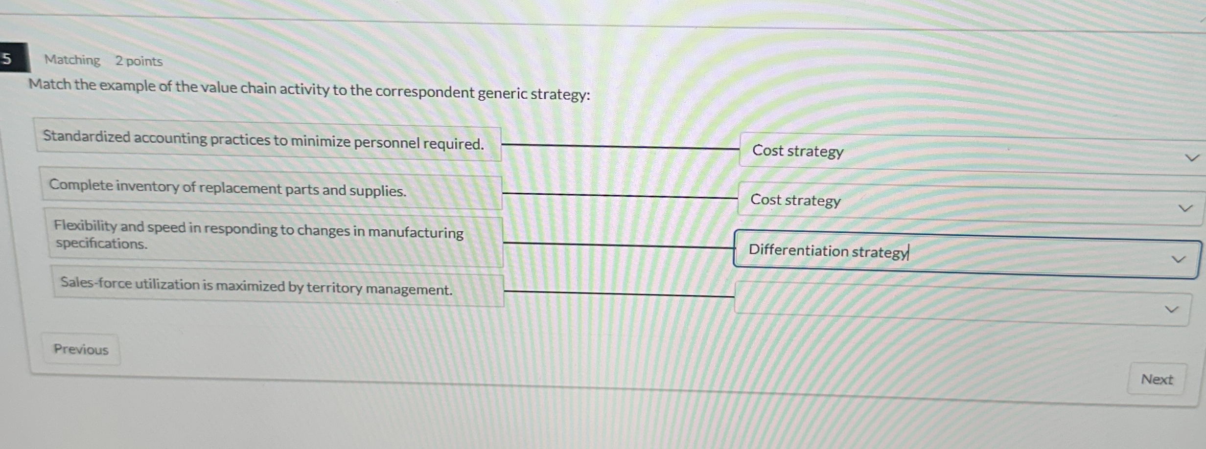 High Quality SOLUTION 5Matching2 ﻿pointsMatch the example of the value | Chegg.com