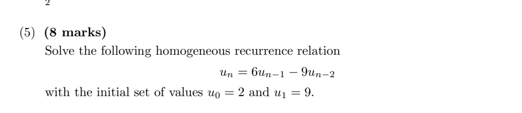 Solved (5) (8 ﻿marks)Solve the following homogeneous | Chegg.com