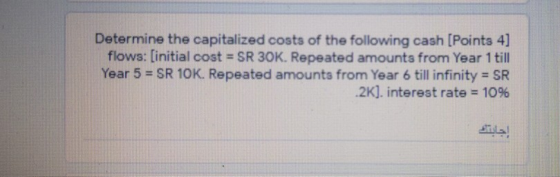 Solved Determine the capitalized costs of the following cash | Chegg.com