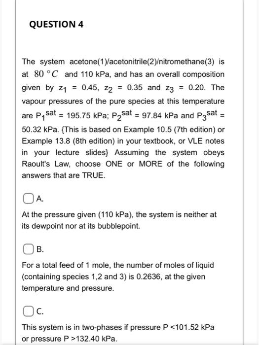 Solved The system acetone(1)/acetonitrile(2)/nitromethane(3) | Chegg.com
