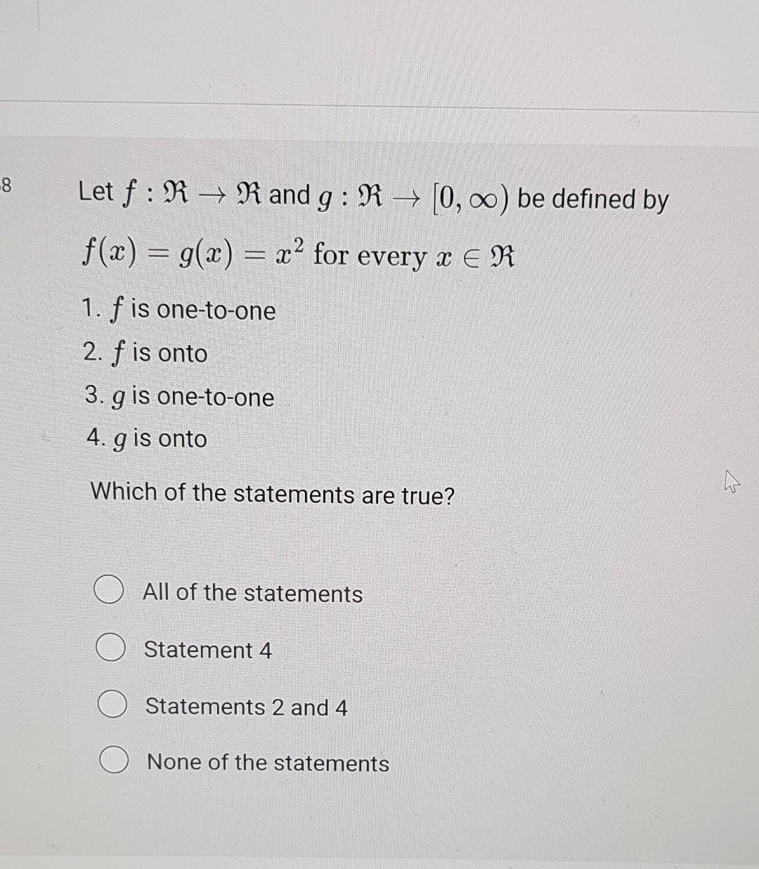 Solved Let F ℜ→ℜ And G ℜ→[0 ∞ Be Defined By F X G X X2