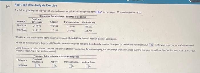 Solved Real-Time Data Analysis Exercise The following table | Chegg.com