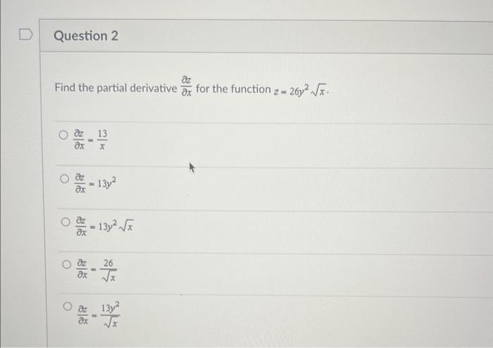 Solved Find the partial derivative ∂x∂z for the function | Chegg.com