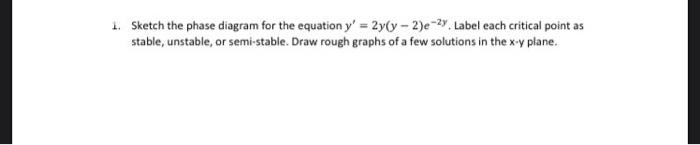 Solved 1. Sketch the phase diagram for the equation | Chegg.com
