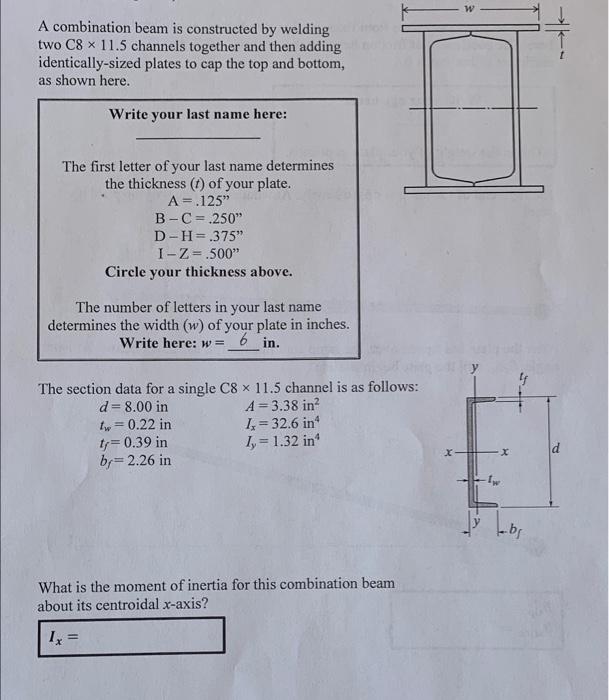 Solved A combination beam is constructed by welding two C8 x | Chegg.com