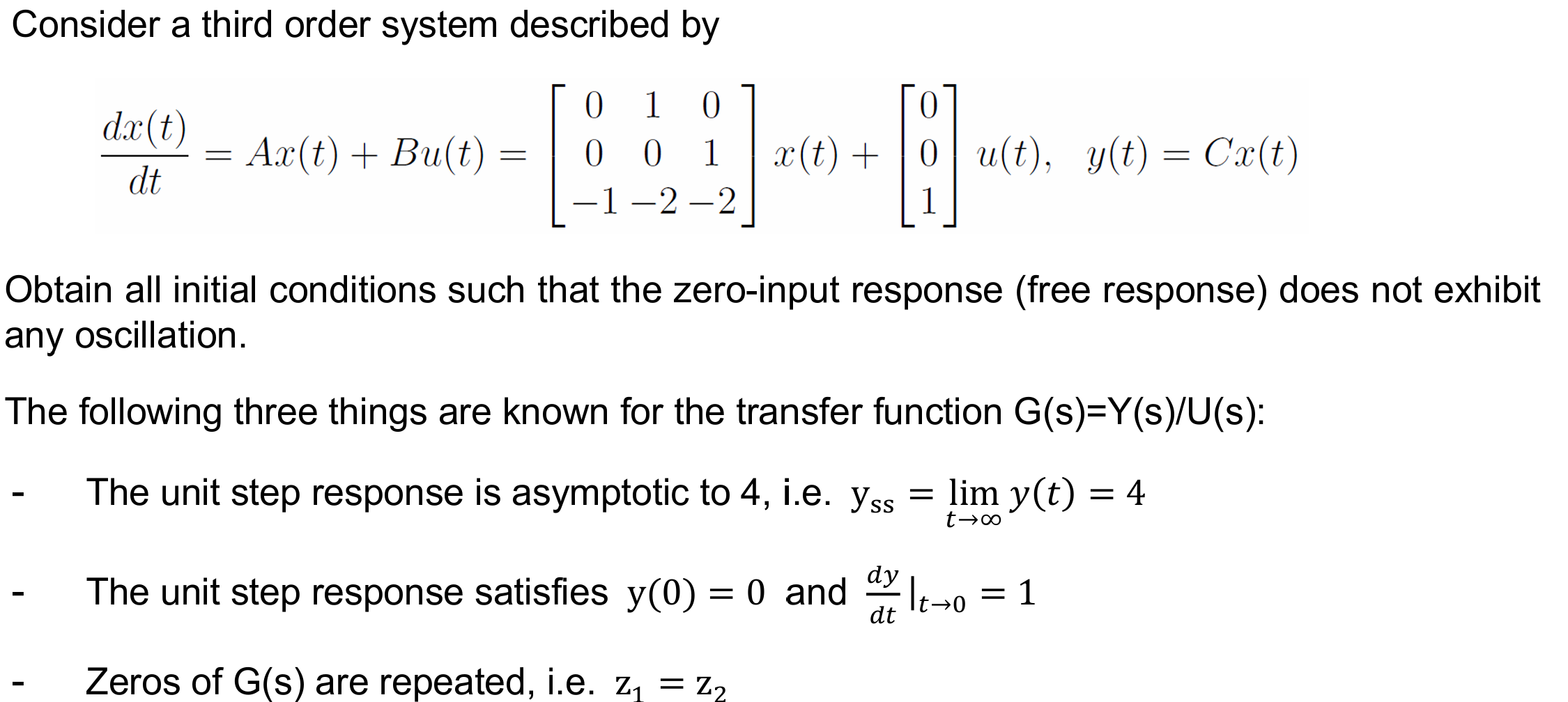 Solved Consider a third order system described | Chegg.com
