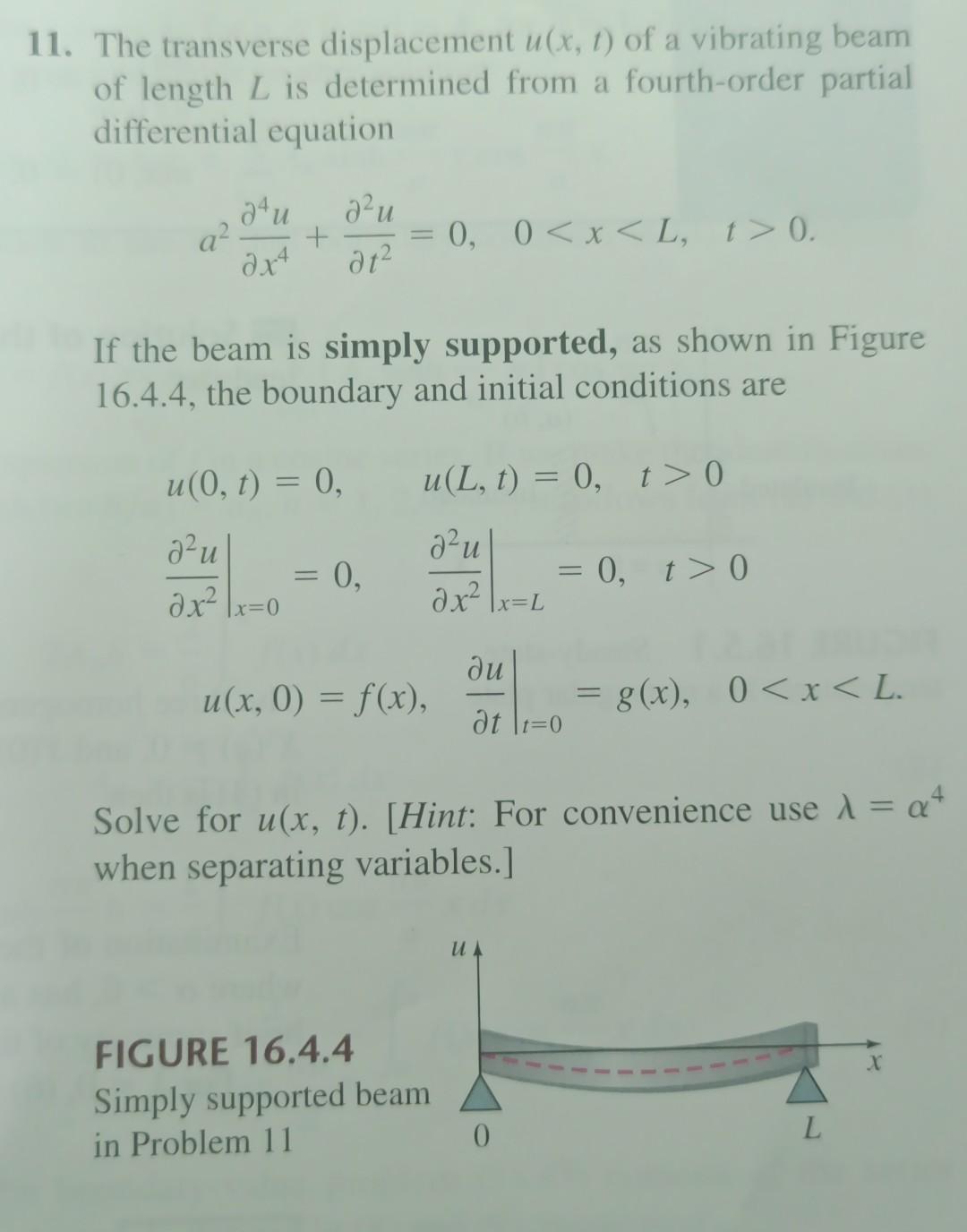 11. The transverse displacement u(x,t) of a vibrating | Chegg.com