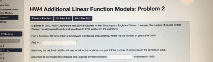Solved work Sets Additional Linear tion Models oblem 2 | Chegg.com