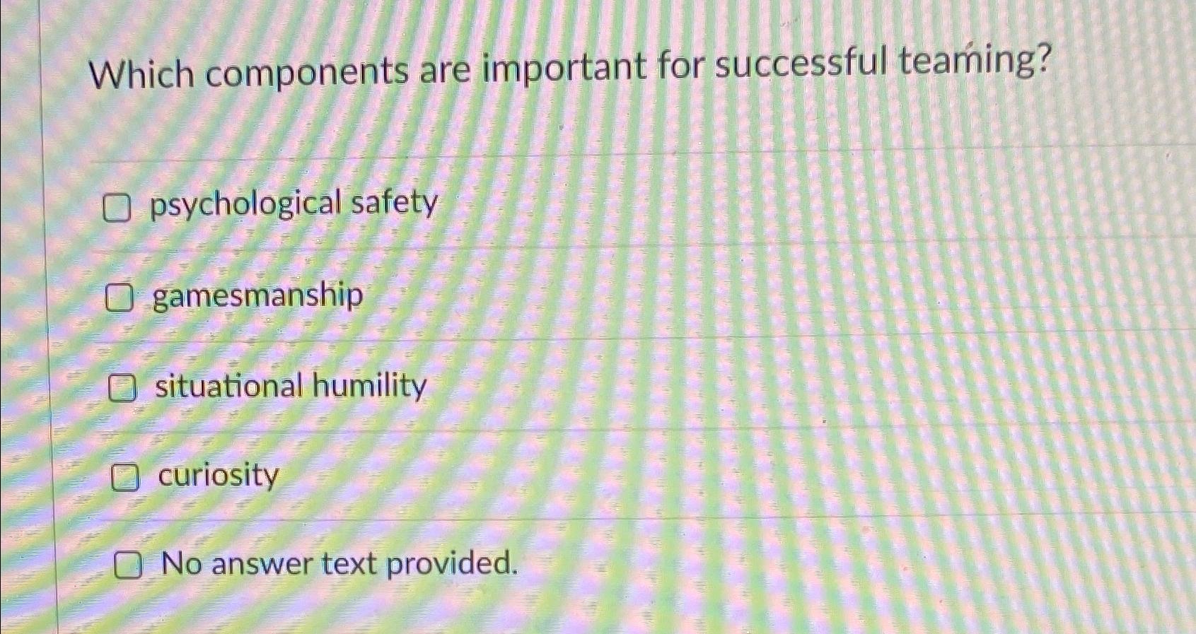 Solved Which components are important for successful | Chegg.com