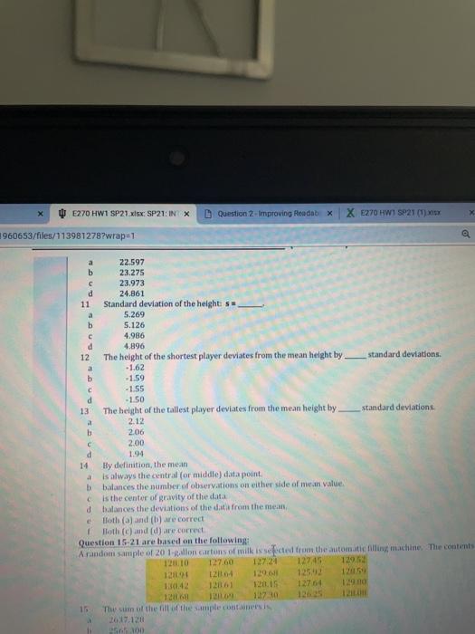 Solved x E270 HW1 SP21.xlsx: SP21: INX Question 2 Improving | Chegg.com