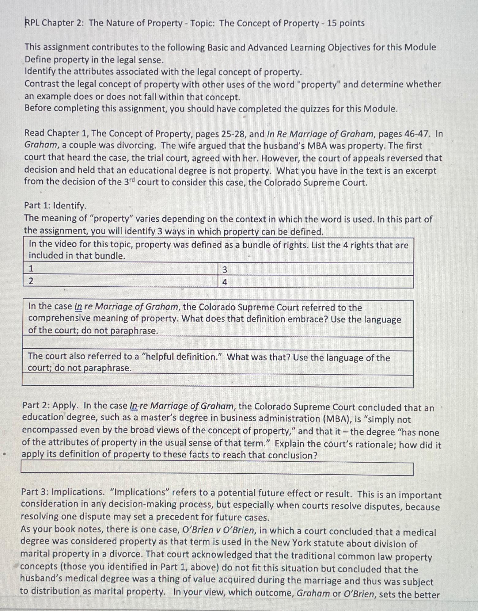 Solved RPL Chapter 2: The Nature of Property - Topic: The | Chegg.com
