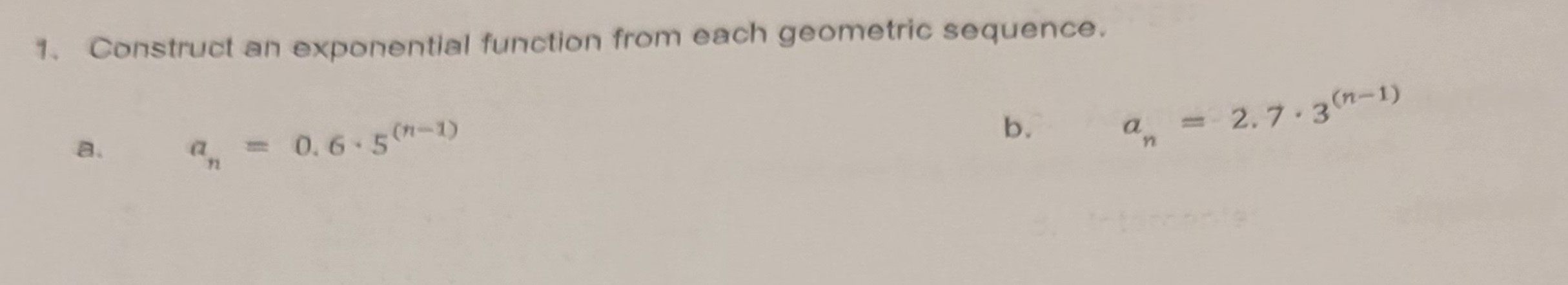 Solved Construct an exponential function from each geometric | Chegg.com