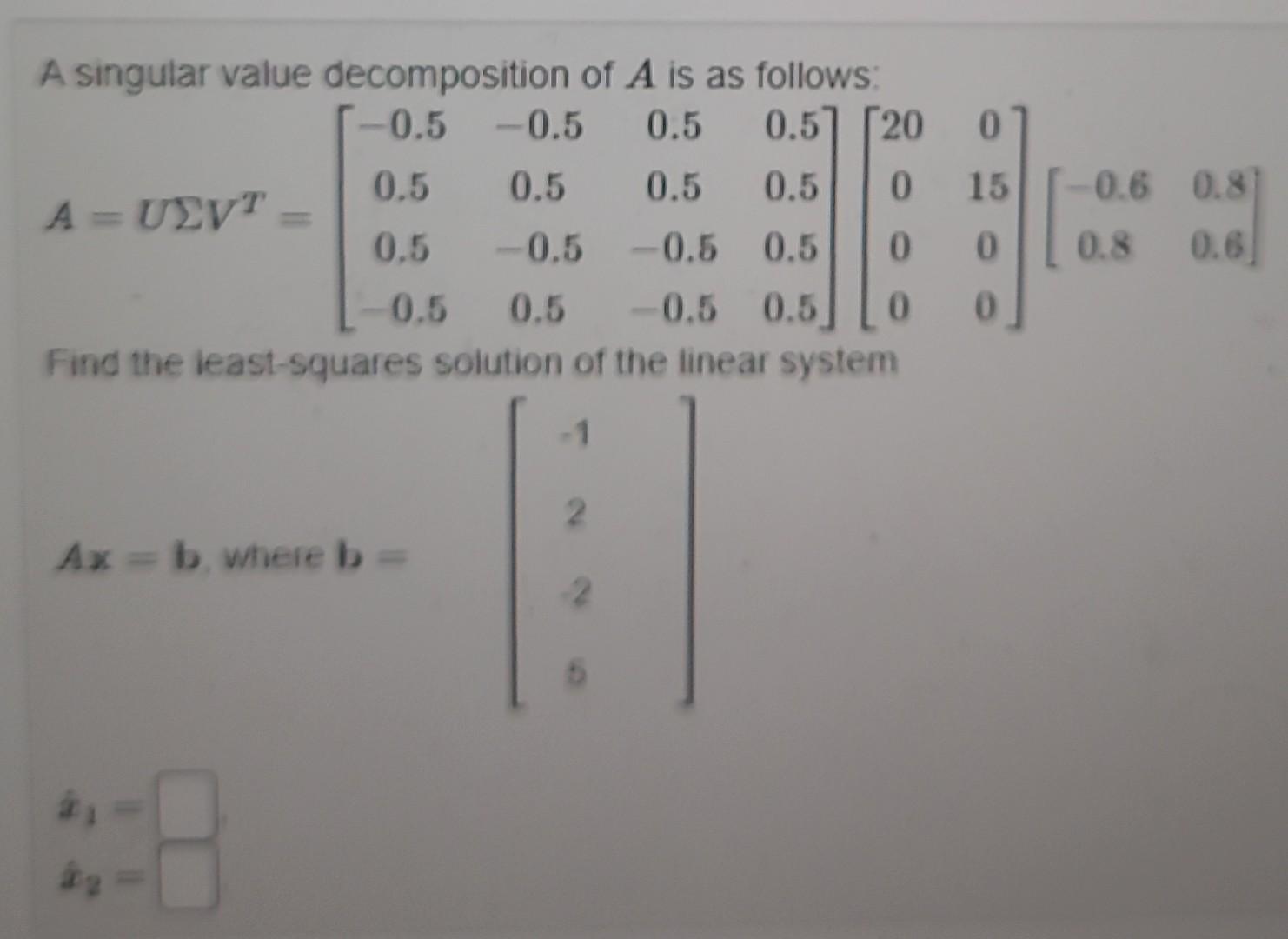 Solved A singular value decomposition of A is as follows: | Chegg.com
