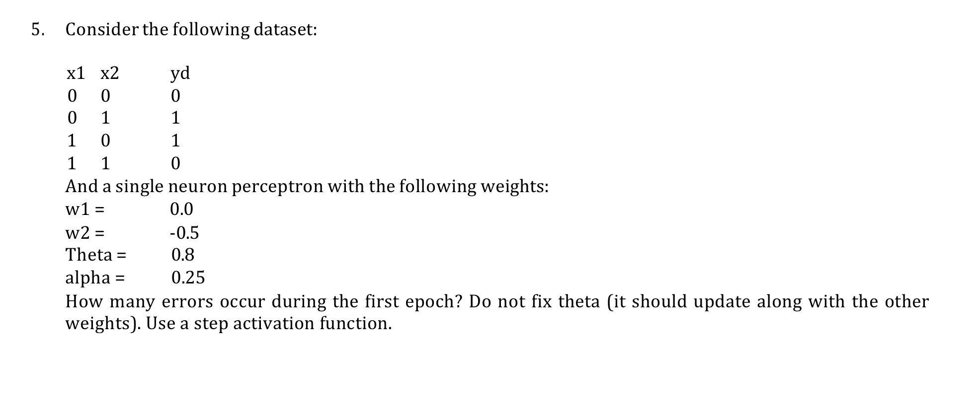 Solved Consider the following dataset:And a single neuron | Chegg.com