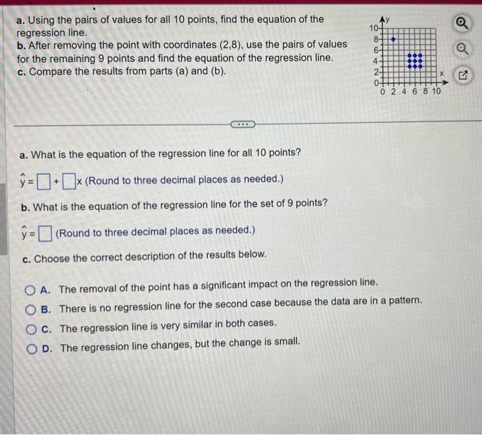 Solved a. Using the pairs of values for all 10 points, find | Chegg.com