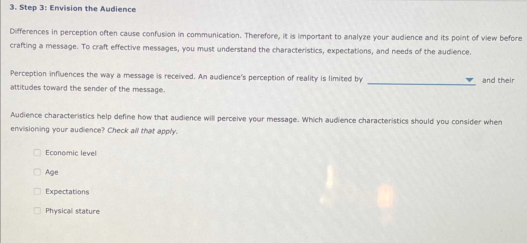 Solved Step 3: Envision the AudienceDifferences in | Chegg.com