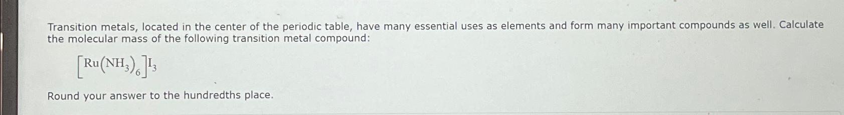 Solved Transition metals, located in the center of the | Chegg.com