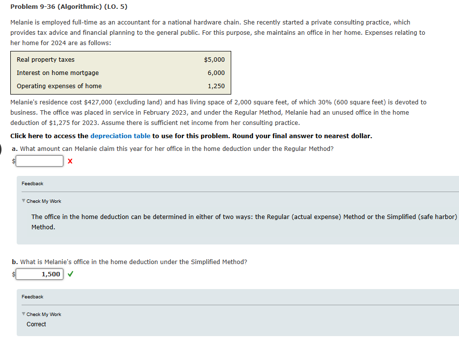 Problem 9-36 (Algorithmic) (LO. 5) ﻿Melanie is | Chegg.com