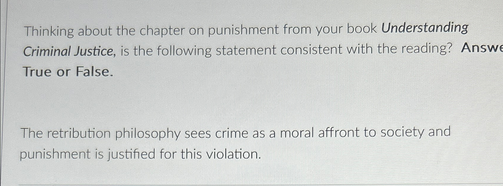 Solved Thinking about the chapter on punishment from your | Chegg.com