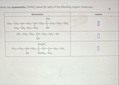 Write the systematic (IUPAC) ﻿name for each of the | Chegg.com
