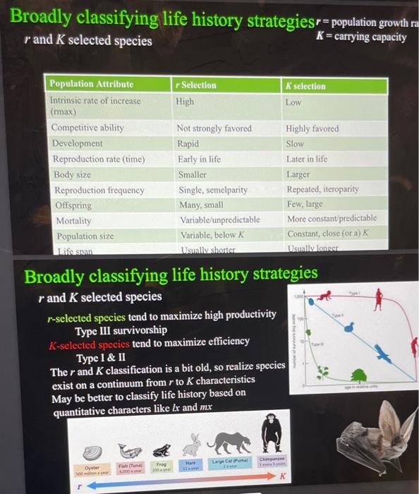 Solved answer choices for each part include: r-selected, | Chegg.com