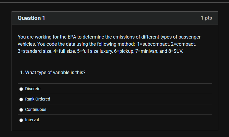 Solved Question 1You are working for the EPA to determine | Chegg.com
