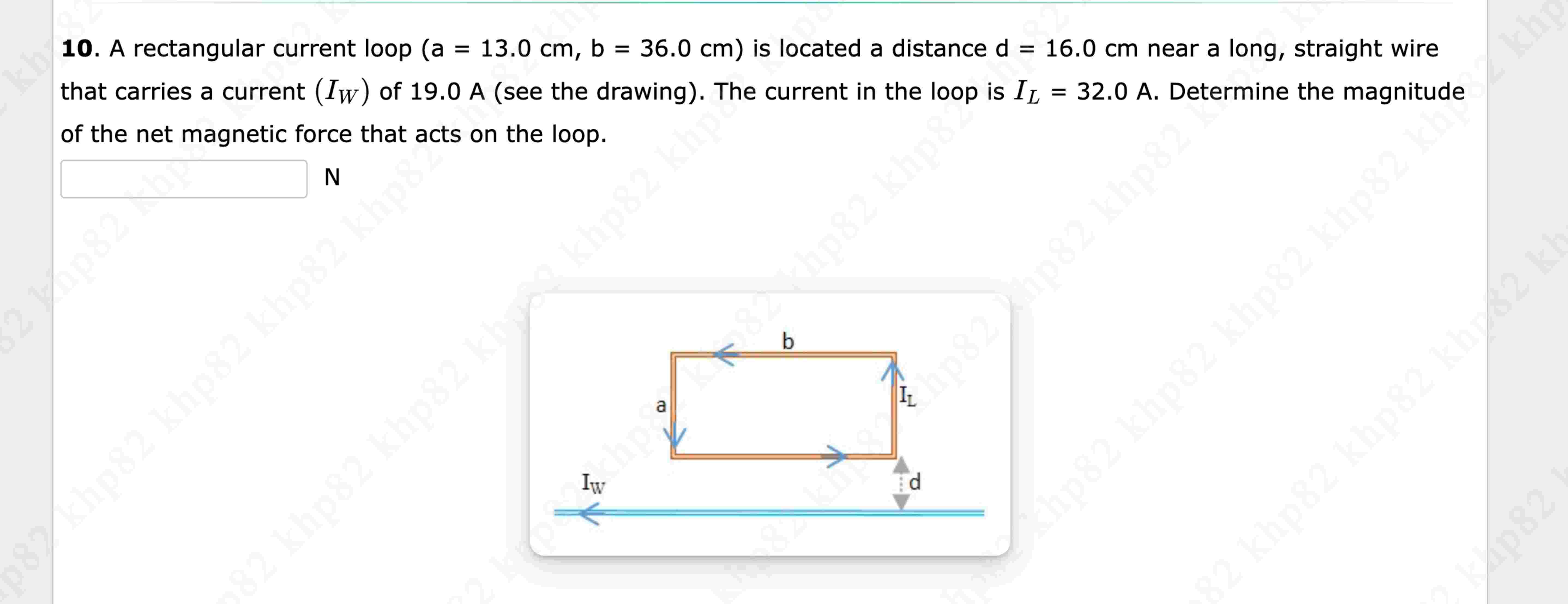 A rectangular current loop (a=13.0cm,b=36.0cm) is | Chegg.com