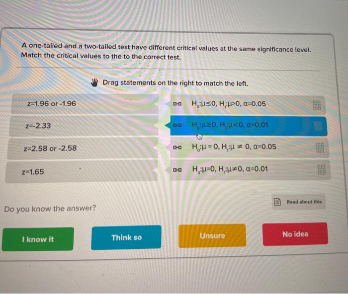 Solved A one-tailed and a two-tailed test have different | Chegg.com