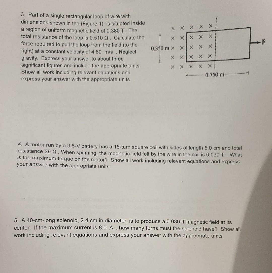 Solved 3. Part of a single rectangular loop of wire with | Chegg.com