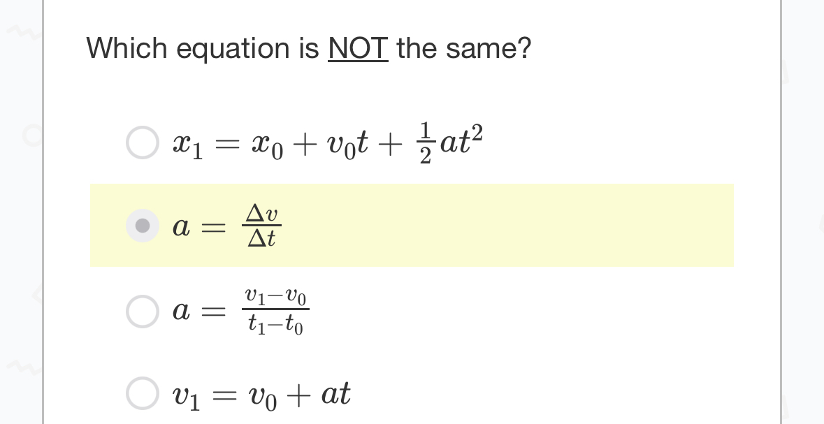 Solved Which equation is NOT the | Chegg.com