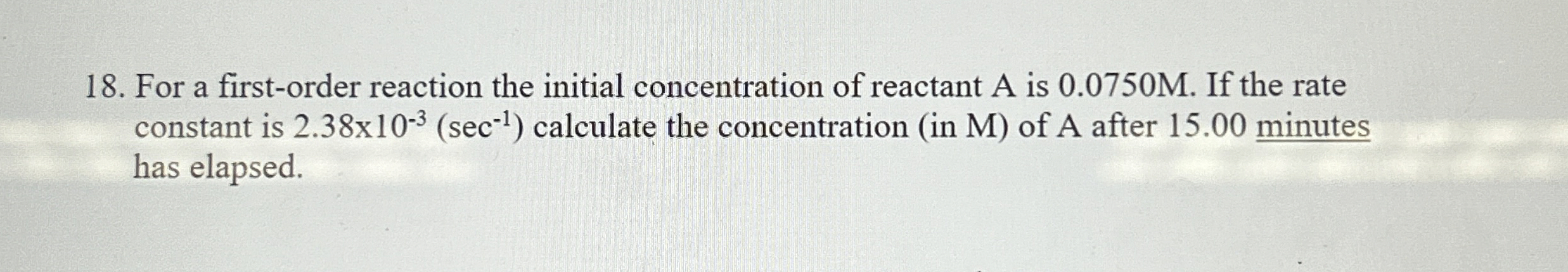 Solved For a first-order reaction the initial concentration | Chegg.com