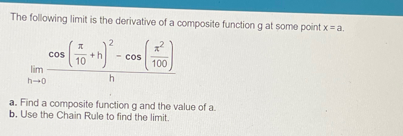 Solved The following limit is the derivative of a composite | Chegg.com