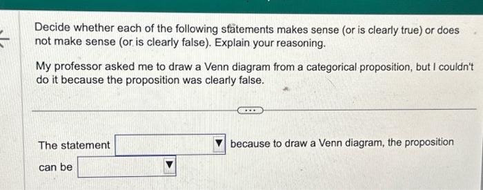 Solved Decide whether each of the following statements makes | Chegg.com