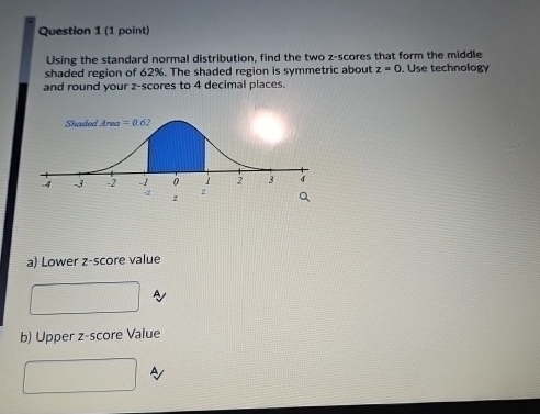Solved Question 1 (1 ﻿point)Using the standard normal | Chegg.com